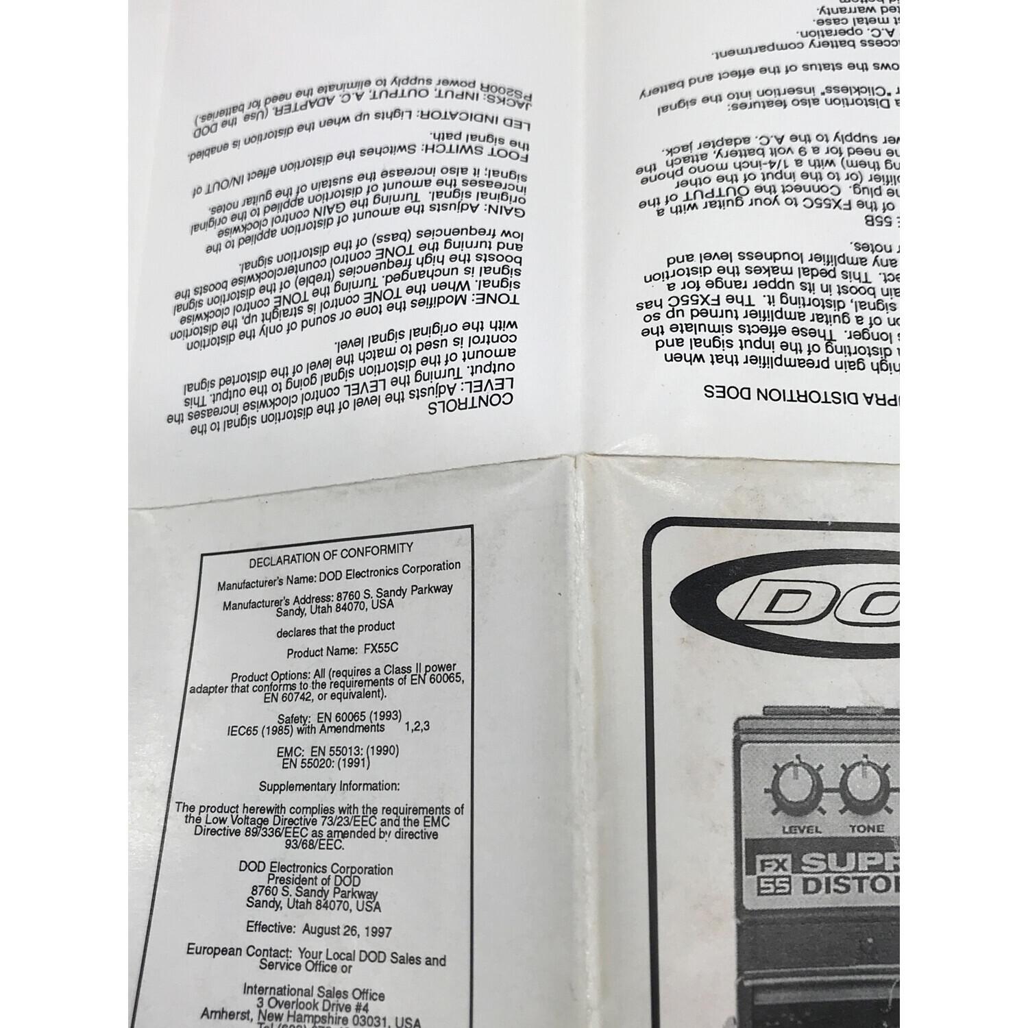 DOD (ディーオーディー) ディストーション supra distortion fx55c｜トレファクONLINE